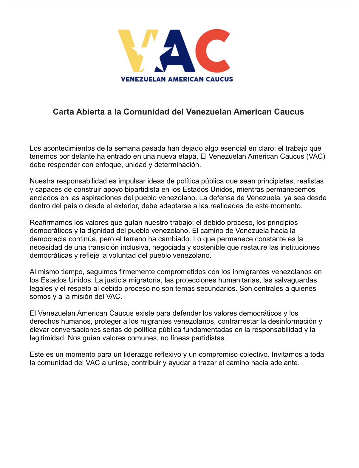 El Venezuelan American Caucus define prioridades y anuncia nueva co ...